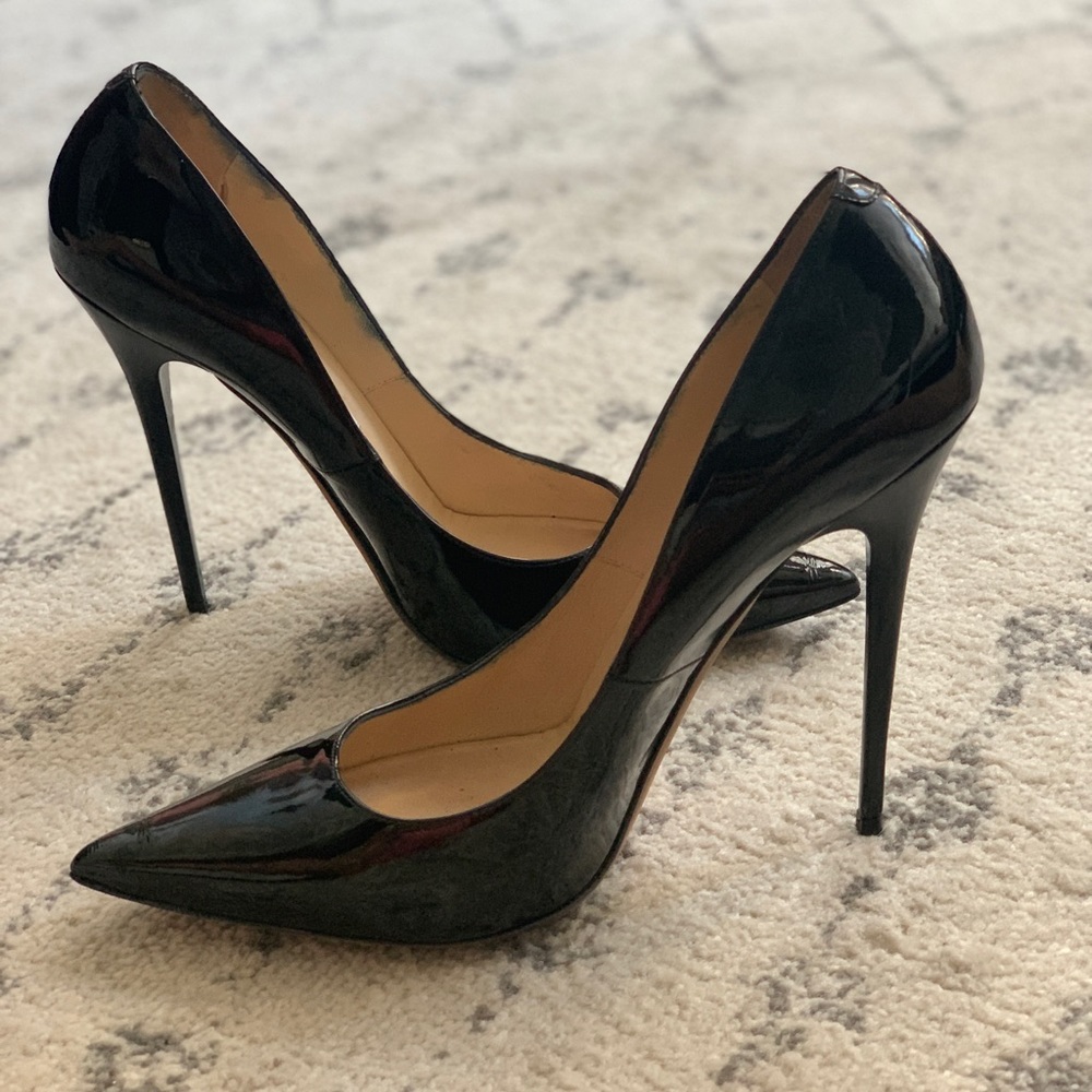 Jimmy Choo Anouk Black Patent Leather Pointed Pump - Gem